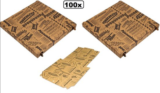 100x Pannenkoeken doos Kraft 32x32x3cm - pannenkoek pancake stroop jam ...