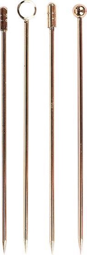 Cocktail pick set gold 105 mm (4 picks in 1 set) | Things For Drinks | bol