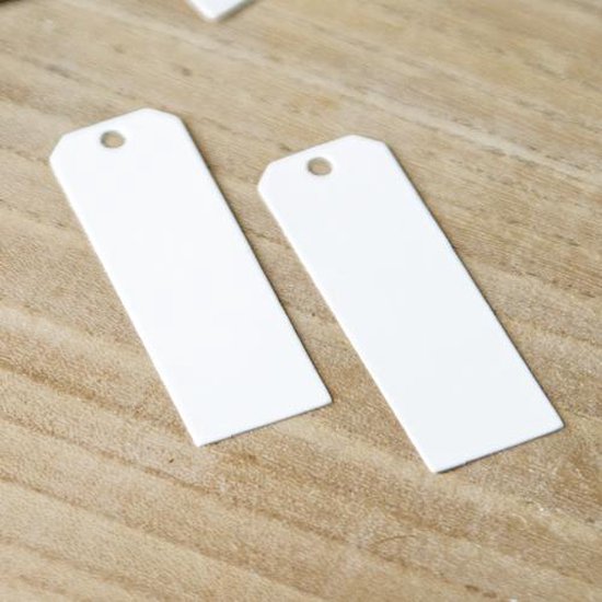 Labels | Set 100 Labels Karton Wit met Gaatje | 6x2 cm. | bol.com