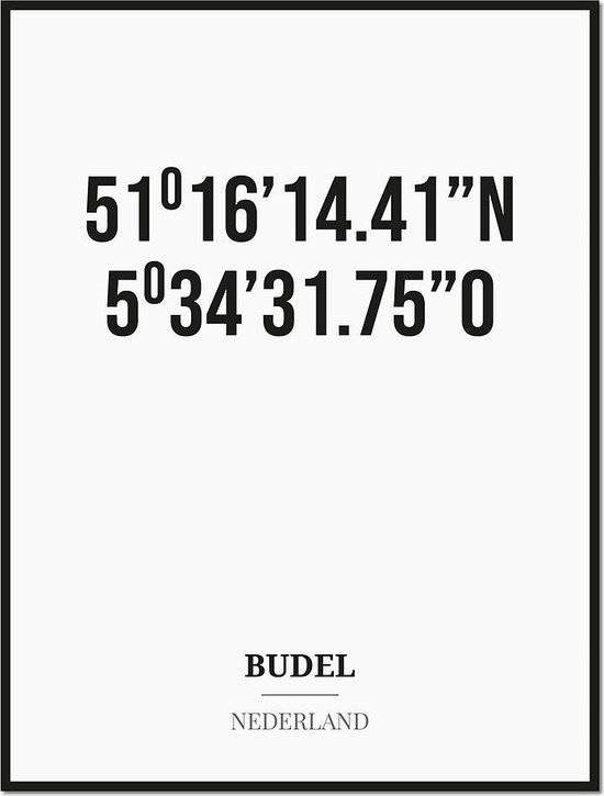 Poster/kaart BUDEL met coördinaten | bol