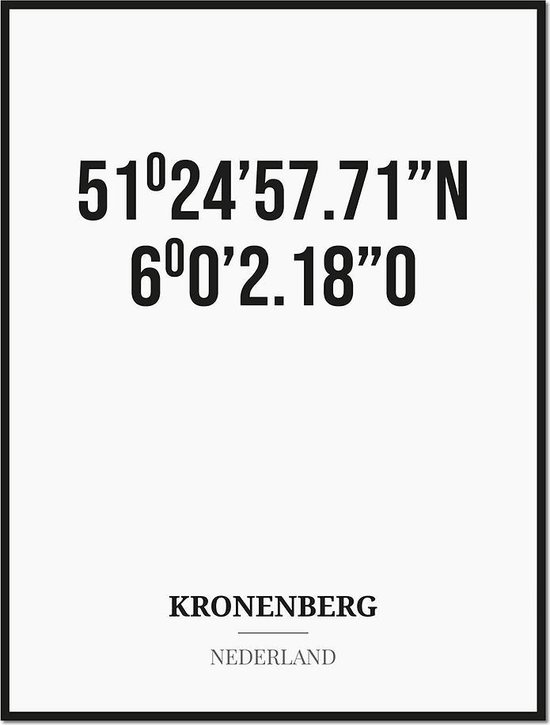 Poster/kaart KRONENBERG met coördinaten | bol.com
