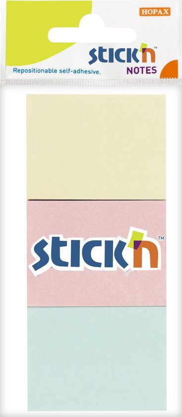 Stick'n kleine sticky notes blister - 38x51mm, 3x pastel geel/roze ...
