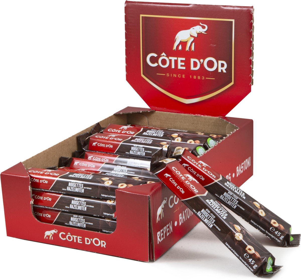 Côte d'Or Chocolade Repen Puur Hele Hazelnoten - 32 x 45 gram | bol.com