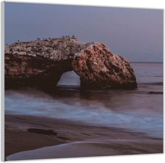 Acrylglas –Grote Rots in de Zee tegen de Avond– 50x50 (Wanddecoratie op ...