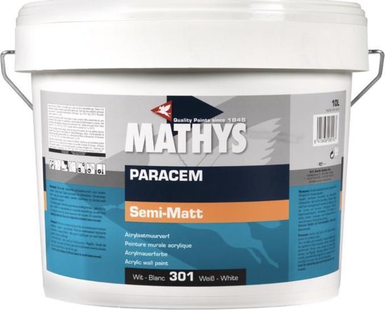 Mathys Paracem semi-matte / 10 LTR. / WIT 301 / BUITENMUUR ...