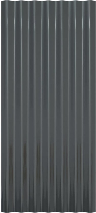 vidaXL Dakpanelen 12 st 80x36 cm gepoedercoat staal antracietkleurig ...