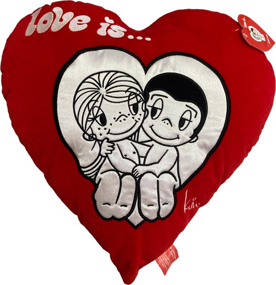 Kussen - Love Is .... - Hart - 40 cm | bol.com