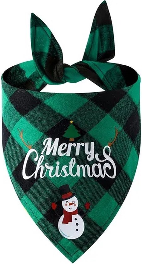 Kerst bandana hond - groen - met sneeuwpop - 1 maat | bol