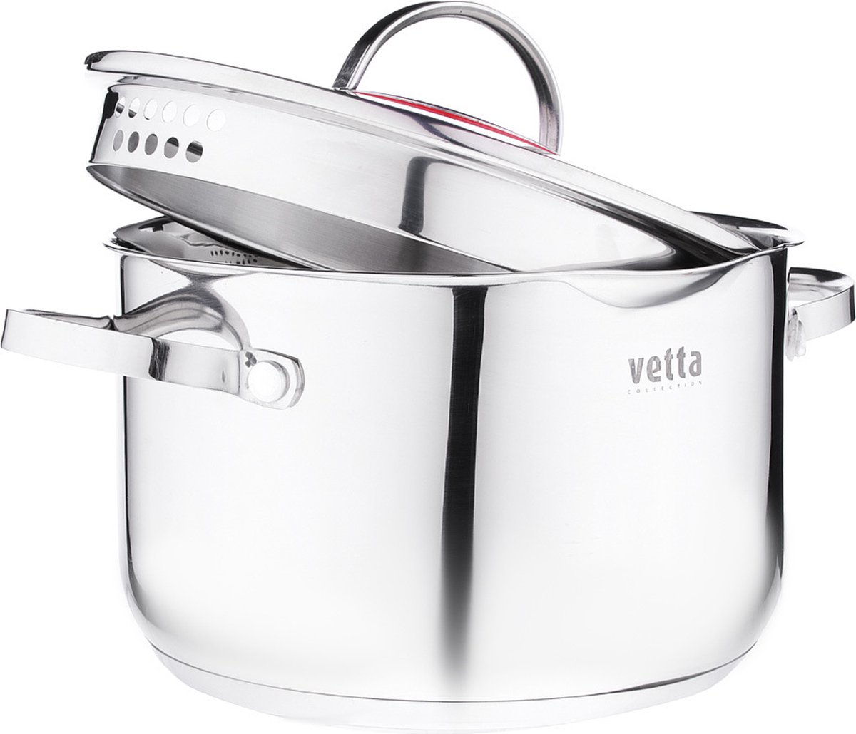 Kookpot Ø22cm, 4.8L, glazen deksel, roestvrij staal | bol.com