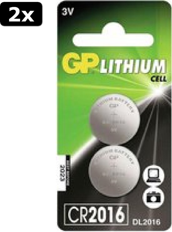2x GP Lithium Knoopcel Batterij CR2016 3 V 2-Blister | bol.com