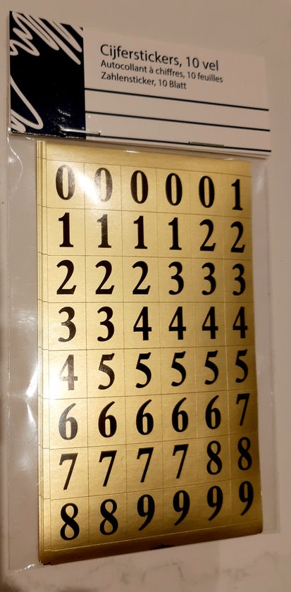 Cijfers stickers - goud met zwart - 10 vel - cijfer getallen sticker ...
