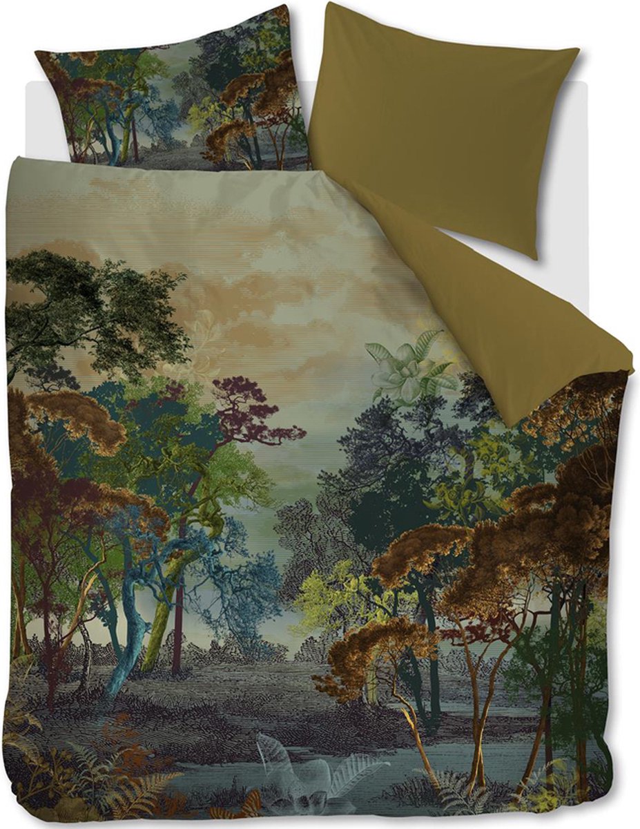 Kardol dekbedovertrek Forest Gate olive green - extra kussensloop ...