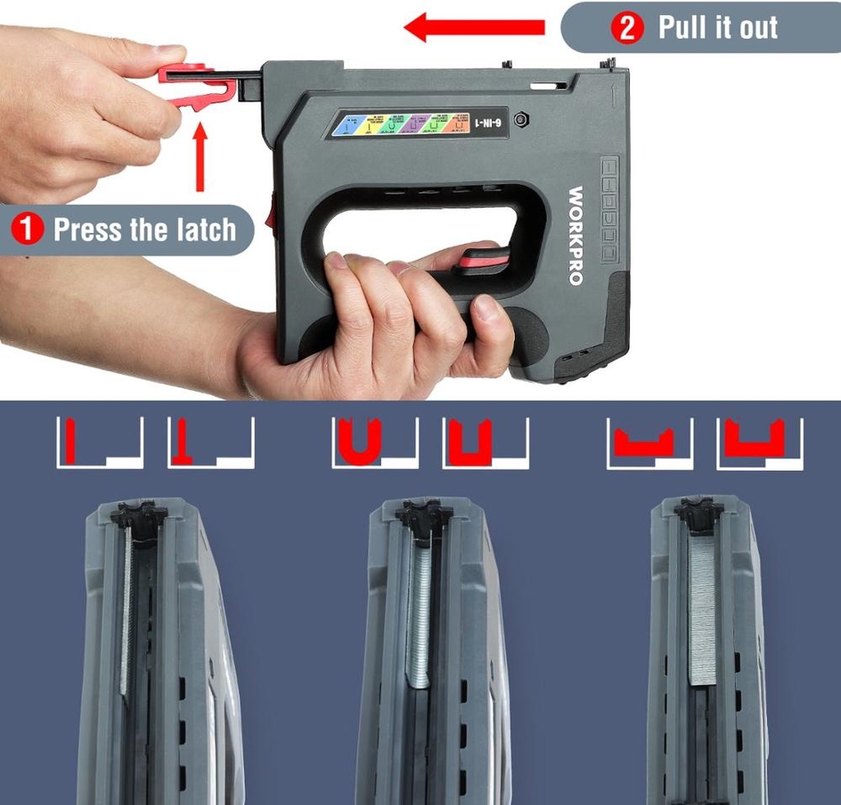 Workpro® 6 in 1 Tacker- Elektrische Nietmachine - Elektrische Tacker ...