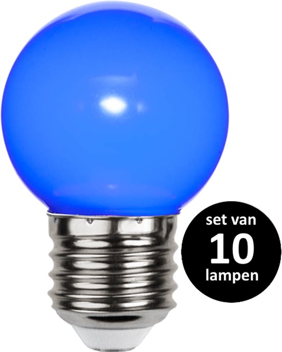 Blauwe lamp voor prikkabel - 1Watt- E27 - set van 10 | bol