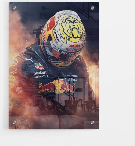 Max Verstappen Formule 1 Red Bull Racing | 70x100 cm | Formule 1 | Glas schilderij |... | bol.com