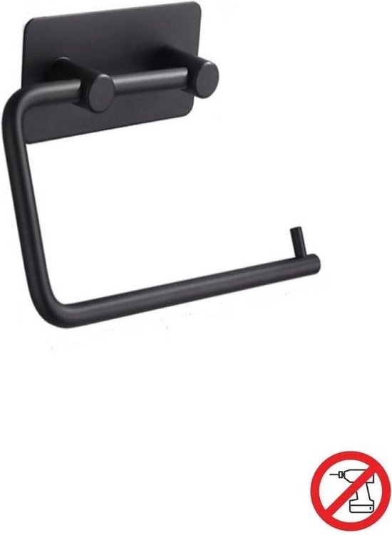 wc-rol houder - zwart - bevestigen zonder boren - WC Rolhouder Zwart ...