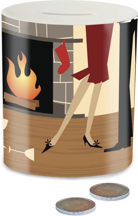 Spaarpot - Spaarblik - een gezin bij de open haard - Spaarpotten ...