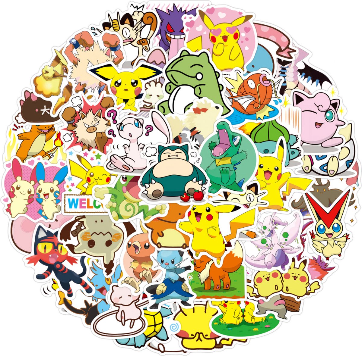 50 Pokemon stickers - Stickermix voor laptop, muur, fiets, skateboard ...