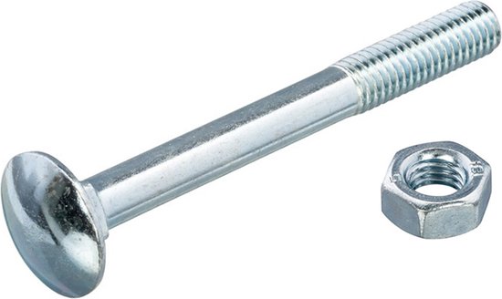 Slotbout Verzinkt +Moer M10 x 110mm SW-17 DIN603/555 (50) - Slotbout ...