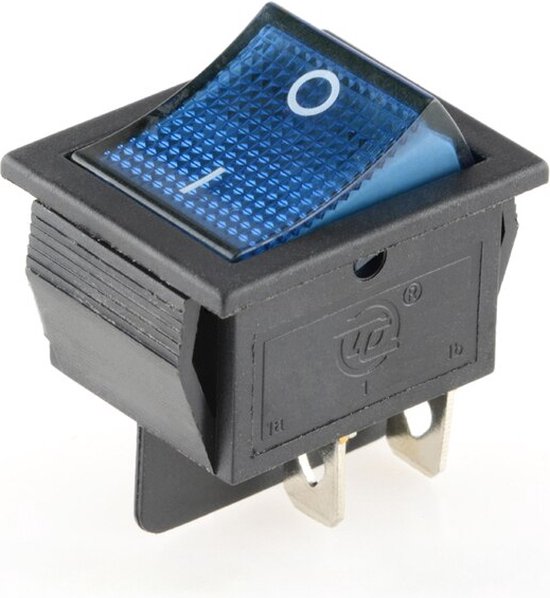 Earu® KCD4-202 Wipschakelaar 2 Polig 30x22mm 250V Max. 16A - Blauw ...