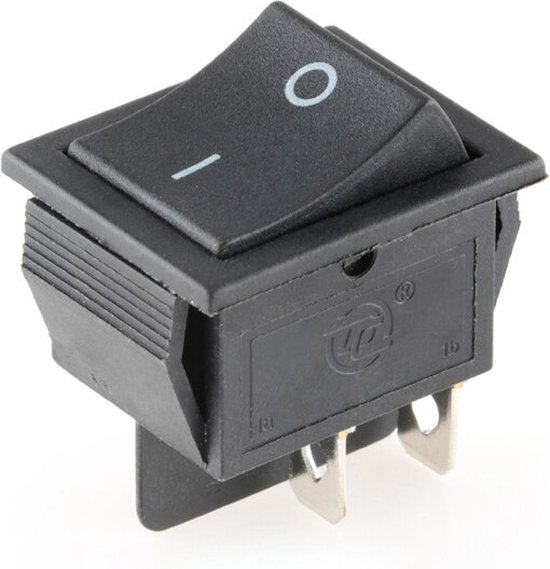 Earu® KCD4-202 Wipschakelaar 2 Polig 30x22mm 250V Max. 16A - Zwart | bol