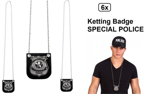 6x Ketting Badge SPECIAL POLICE - metaal Festival thema feest ...
