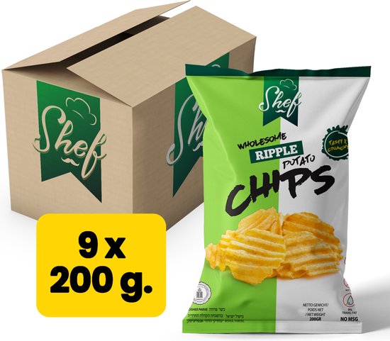 Shef - Chips Ribbel - Ripple Chips - met zeezout - 9 x 200g - per doos ...
