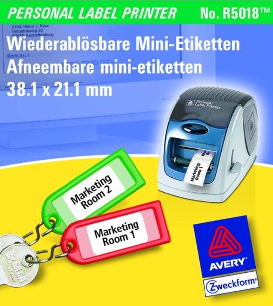 Identificatie etiket 38,1 x 21,1 mm afneembaar thermisch 280 etiketten ...