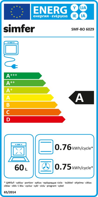 SIMFER BO6089 Inbouw oven - 60 cm - 80 Liter - 9 Functies - Grote ...