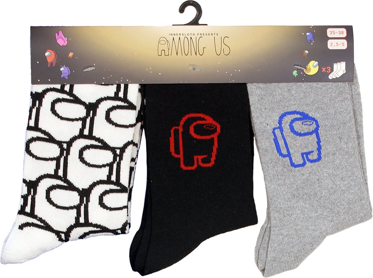 Among Us Outline 3 Pack Sokken - Officiële Merchandise | bol.com