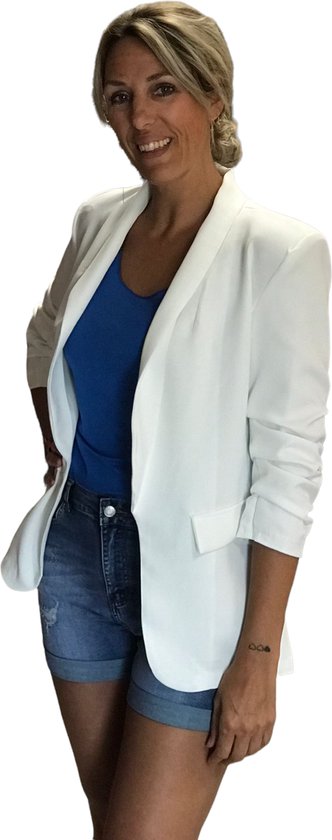 Blazer wit met een opgesmokte mouwen maat S | bol.com