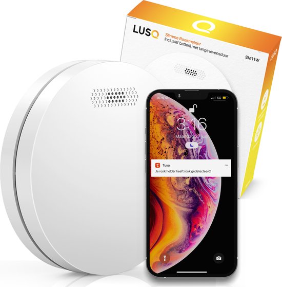 LUSQ® - Slimme Rookmelder met Wifi – App – EN14604 - 10 Jaar Batterij ...