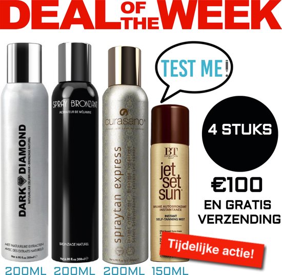 Curasano, Spray Brozant, Jet Set Sun en Dark Diamond 4 x Spraytan Ultra ...