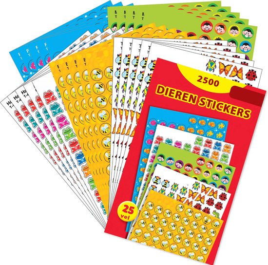 Stickerpakket 2500 Dierenstickers, Voordeelpakket Kinderstickers, 25 ...