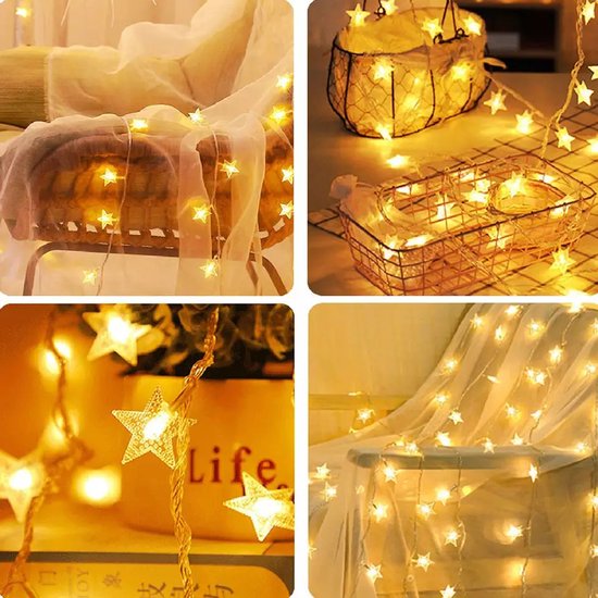 Led lampjes slinger - Sterretjes - 3 meter - 20 lichtjes - Warm white - USB -... | bol.com