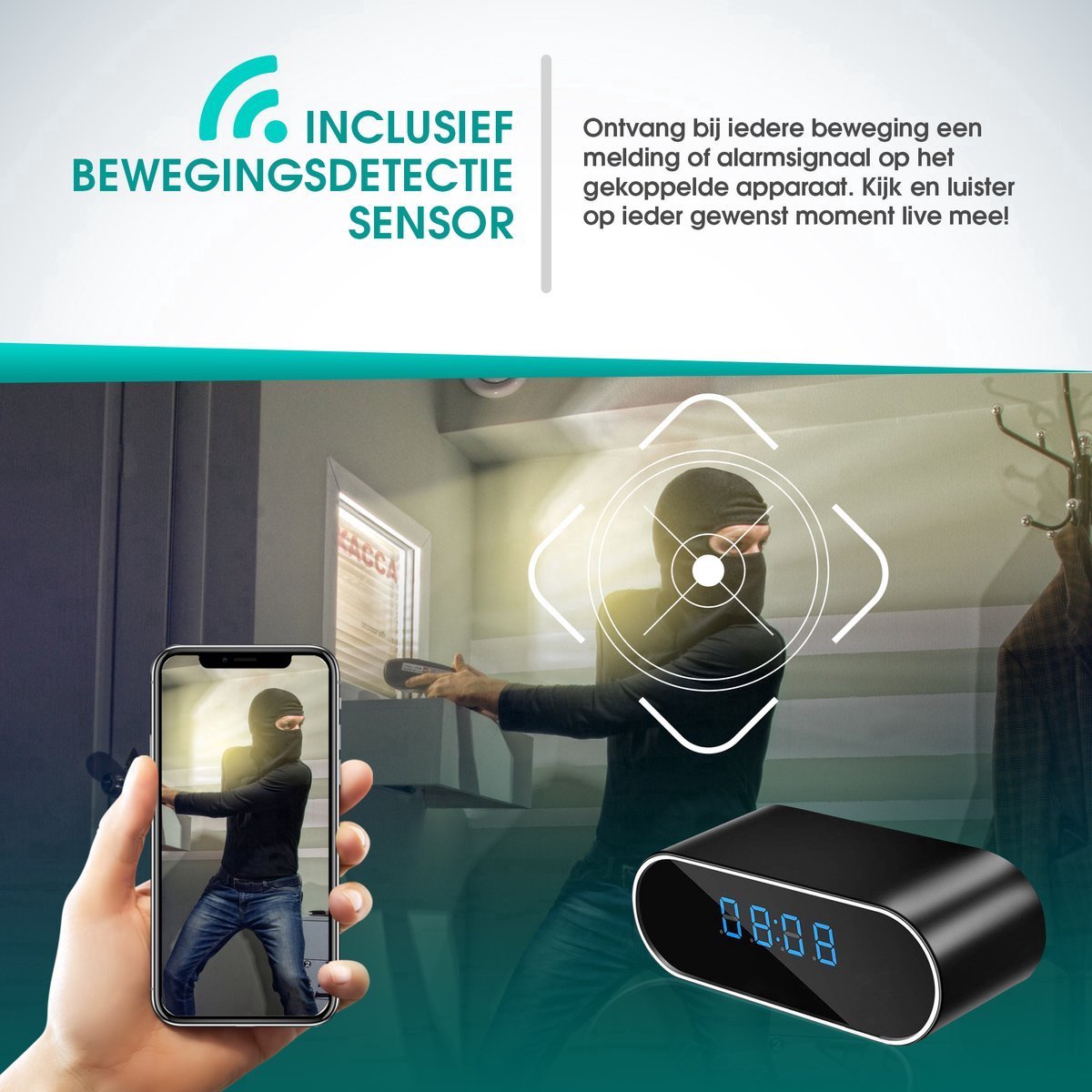 LotaHome - Digitale Klok met Verborgen Camera - Wifi Klok - Spy Camera -... | bol.com