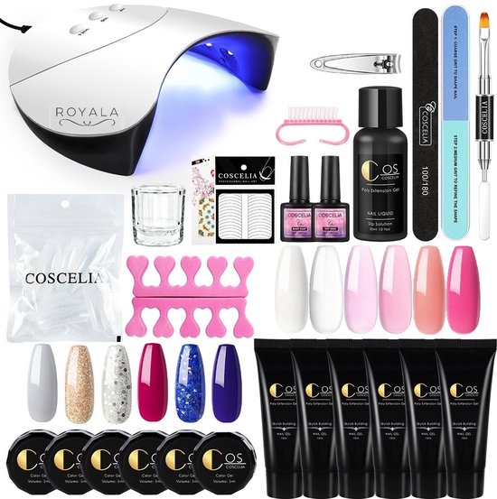 Royala - Polygel kit POG1 – 6 Polygel Kleuren + 6 kleuren UV Gel - 12 ...