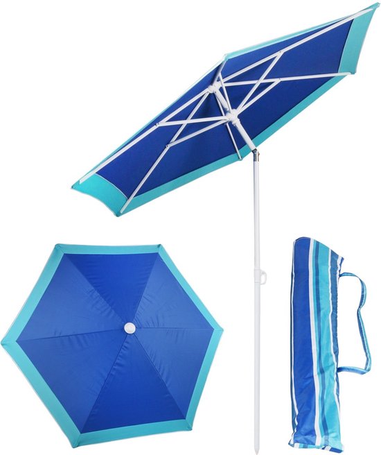 Strandparasol - met draagtas - 200 cm - blauw | bol.com
