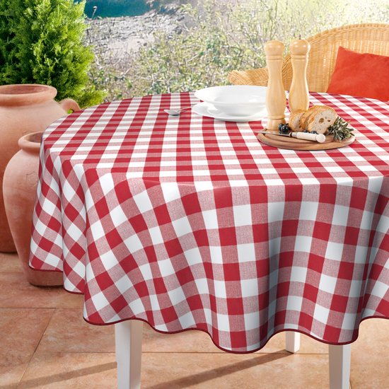 Rond Tafelzeil Rood Wit Geblokt | bol