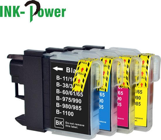Inktcartridges voor Brother LC1100/LC980/LC985 | Multipack van 4 stuks ...