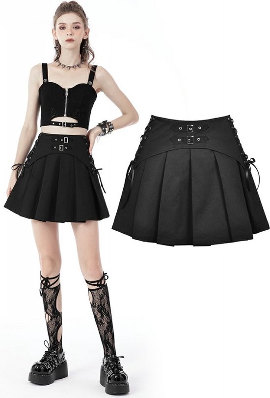 Dark in Love Korte rok -XL- Rock girl pleated Zwart | bol.com