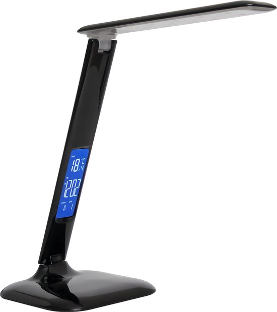 LED bureaulamp - met tijd temperatuur - 15x15x33cm - zwart | bol.com