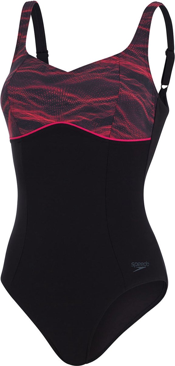 Speedo badpak Shaping Contourlustre Dames - Zwart/Roze - Maat 48 | bol.com