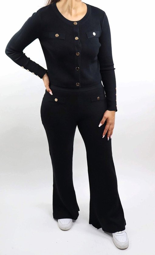 Dames Set Kleding| Vrouwen pak | Zwart |Black| SET MET TRUI EN BROEK ...