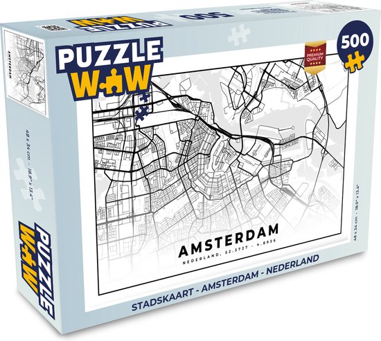 Puzzel Stadskaart - Amsterdam - Nederland - Legpuzzel - Puzzel 500 ...
