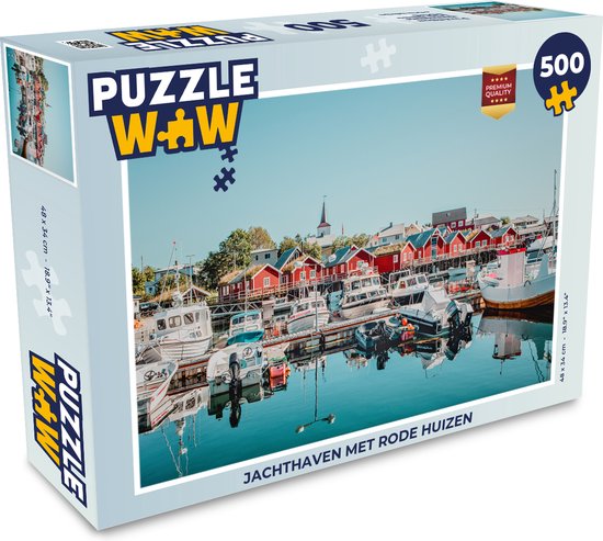 Puzzel Jachthaven met rode huizen - Legpuzzel - Puzzel 500 stukjes ...