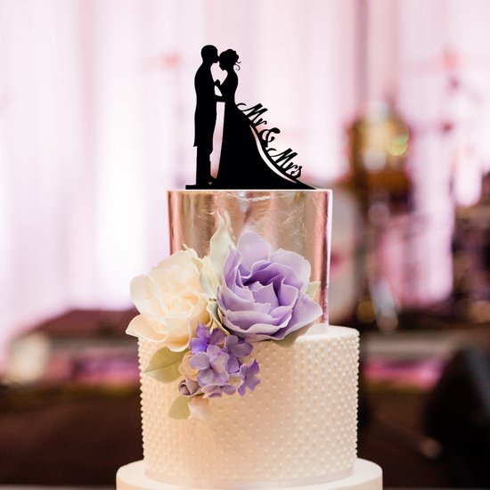 Taart Decoratie - Bruiloft - Taarttopper - Mr & Mrs - Romantisch - Zwart - Acryl | bol.com