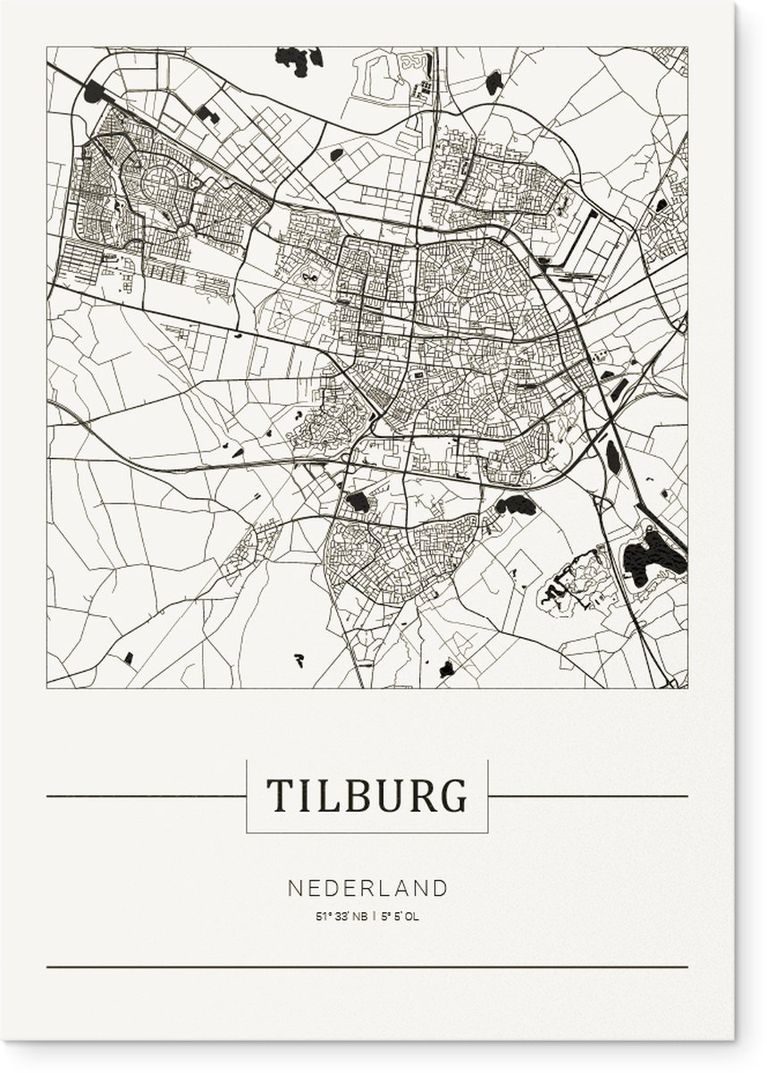 Stadskaart Tilburg - Plattegrond Tilburg – city map – Dibond ...