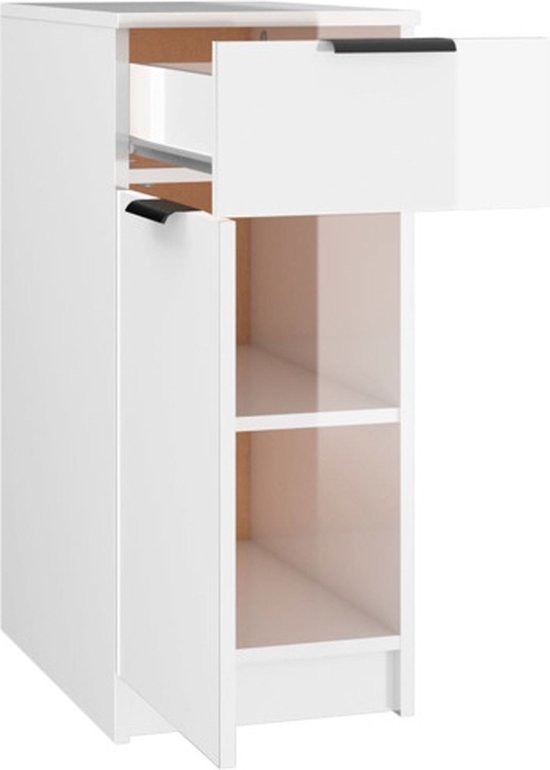 vidaXL Bureaukast 33.5x50x75 cm bewerkt hout hoogglans wit | bol.com