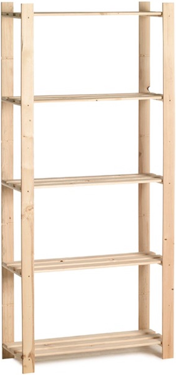 Houten opbergrek enkel 15kg 5 legplanken - smal | bol.com